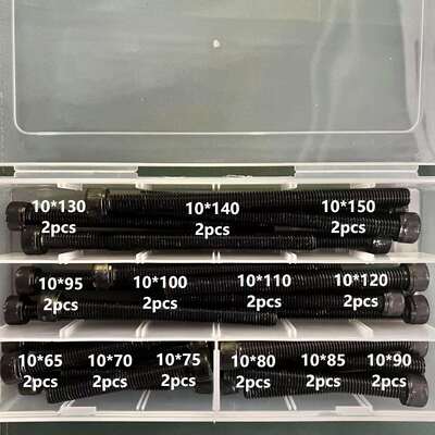 加长【M10】黑锌304不锈钢圆柱头内六角螺丝套装跨镜货源 26pcs