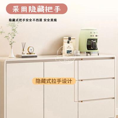 木dpp实边餐柜家用客厅墙一体加厚储物K5aeQc2N柜简约奶油风圆弧