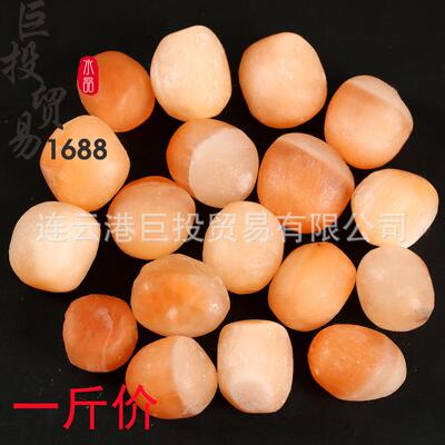 橙石膏滚石摆件透石膏原石Selenite哑光橙方解石扩香石儿童淘矿石