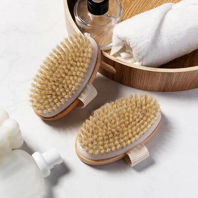 Natural Bristle Brush Soft Wet Dry Skin Body SPA Brush Bath