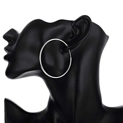 100% Pure 925 Sterling Silver Hoop Earrings For Women 50mm 6