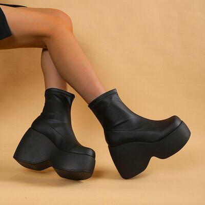 women high heel boots big size 43 long boots女弹力靴松糕长靴