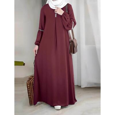 Sat Arab Fashion Long Sleeve Abaya Dress Casual Sequin Sun D