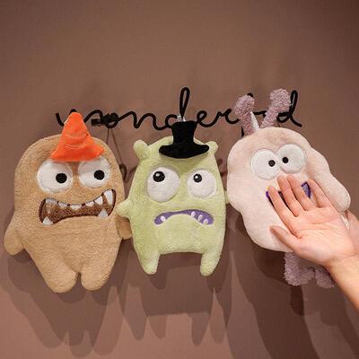 Cute Animal Wipe Hand Towel 4 Colors Cartoon Coral Velvet Em
