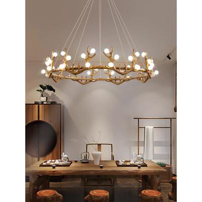 北欧日式风格客厅吊灯美式复古简约茶室民宿餐厅样板房鹿角树枝灯