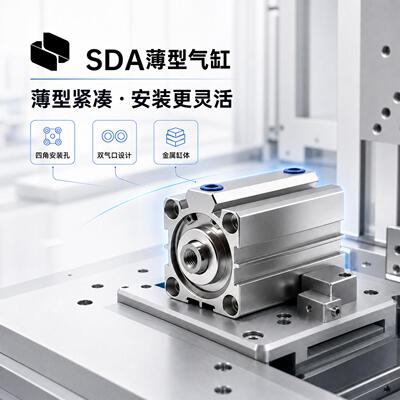 SDA薄型气缸小型气动12/32/50/63/80*5X10X15X20X25X30X40X75-S