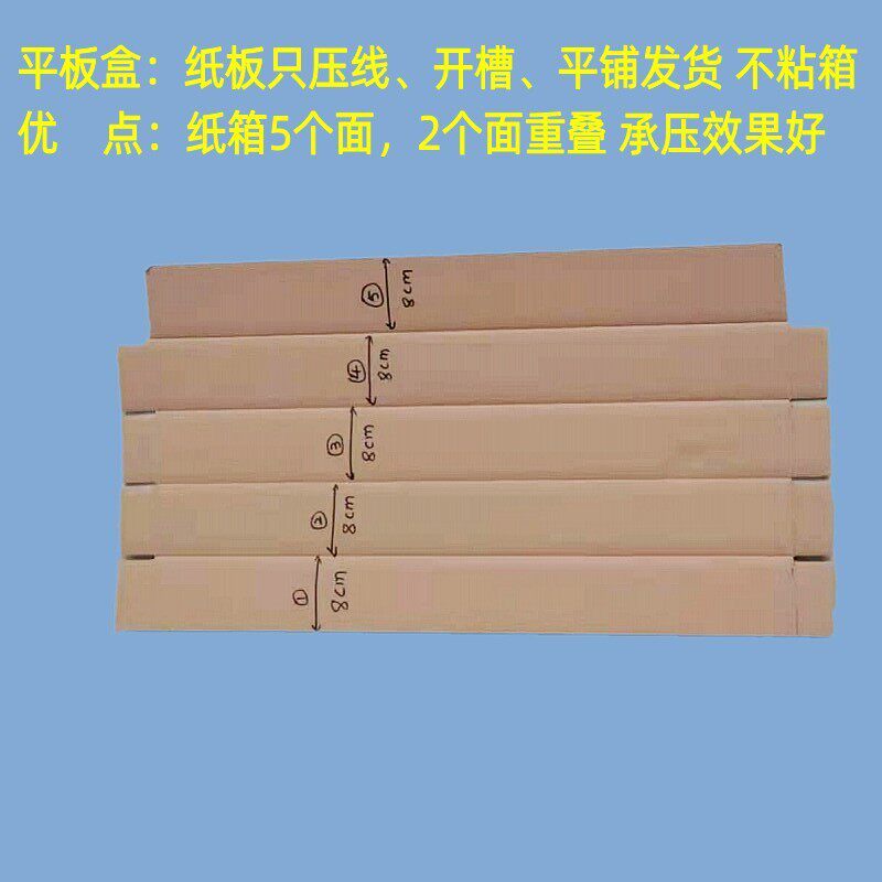 长条纸箱截面8c8m五*层加强平ZOJ板瓦楞包装细5长条型8cm宽1.米长