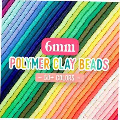 350pcs 6mm Flat Round Polymer Clay Beads, Loose Spacer