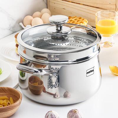 nolte贝鲁斯304不锈钢蒸汤锅22cm熬粥上蒸下煮不挑炉灶HMD-9819