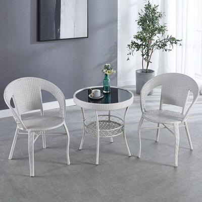 藤椅三件SBI套阳茶桌外椅休闲户外台庭院茶几合组室露天藤编靠背