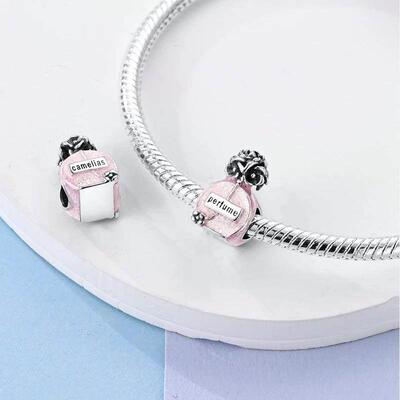 Genuine 925 Sterling Silver Pink Perfume Charms Fit Original