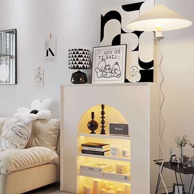 法式带白色假壁炉装饰803边术柜客厅入户靠墙玄置关灯物架艺展示