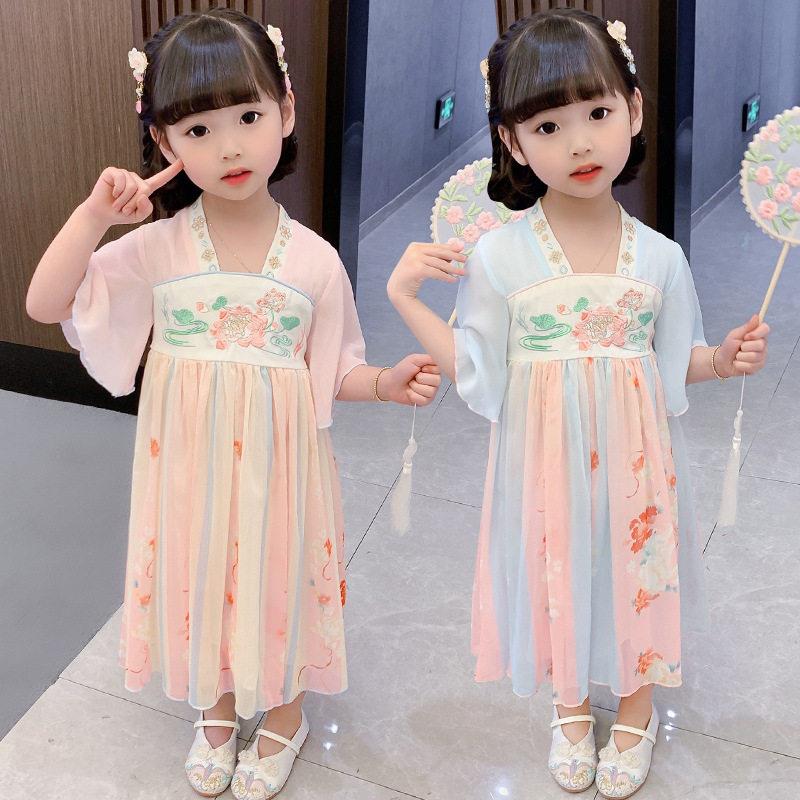 儿童汉服女2025新款春秋款古风公主裙女孩连衣裙古装女宝仙女裙