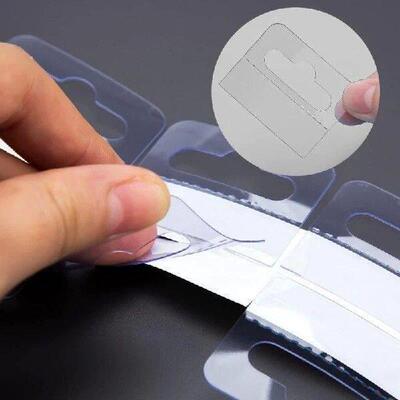 Q1QC 100 Pcs Clear Adhesive Hanging Tabs Hook for Retail