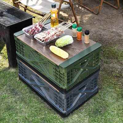 户外工框业镂空塑车载后备箱储8861物箱蔬果储物中料转箱户外折叠