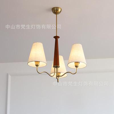 1940s中古世纪法式吊灯 卧室复古灯奥地利纸木吊灯美式民宿灯具
