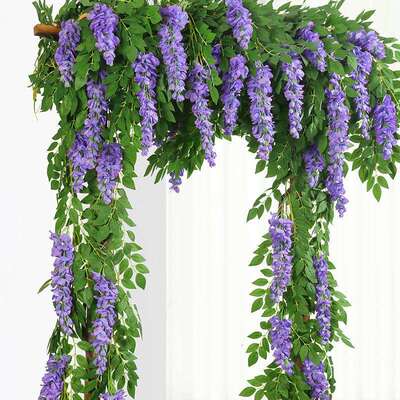 仿真紫蔓藤花串假花藤花条吊串藤吊花装饰花塑紫藤花藤料顶植物阿