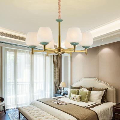 北欧乡村餐厅吊灯 全铜陶瓷吊灯客厅灯具 北欧简约时尚全铜吊灯