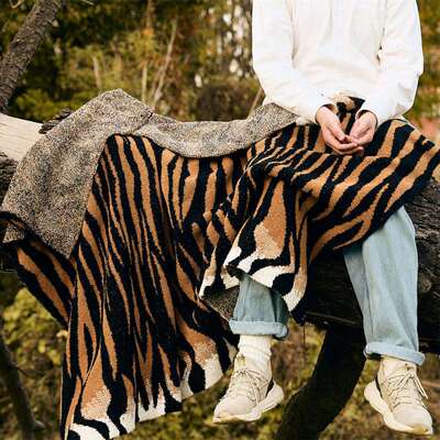 瑞景纺织厂家毛毯沙发毯盖毯午睡毯老虎纹毛毯加厚保暖约佩特