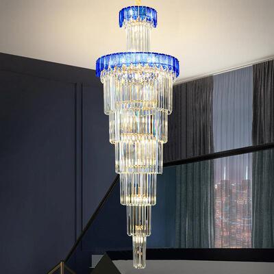 楼灯梯长吊灯别墅挑空跃层4米楼中楼旋转8868奢水灯家用轻楼晶梯