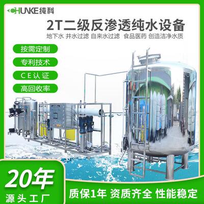 水处理设备工业纯净水制水设备2000L双级RO反渗透水处理系统