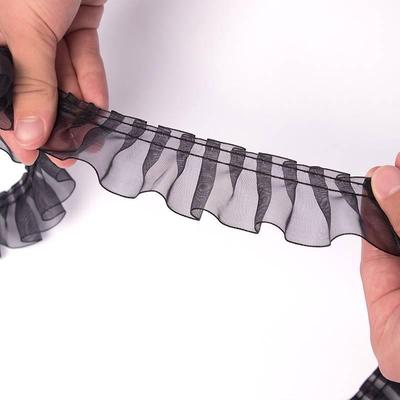 雪纺纱花边辅料裙边袖口边领口边包边装饰褶皱蕾丝边布条diy王之