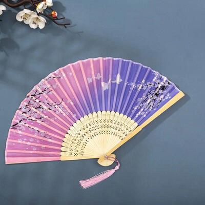 Hand Fan Foldable Silk Fan Noodles Bamboo Fan Bones Hallowe