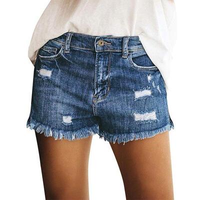 N 29360 Frayed denim women's shorts 流苏破洞牛仔短裤