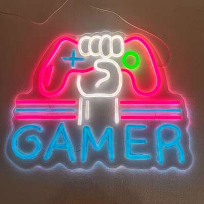 跨境LED发光字霓虹灯牌gamer电竞房氛围灯字母装饰造型灯可调光