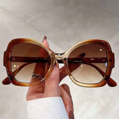 Women's Oversized Y2K Retro Gradient Glasses - Tortoiseshell