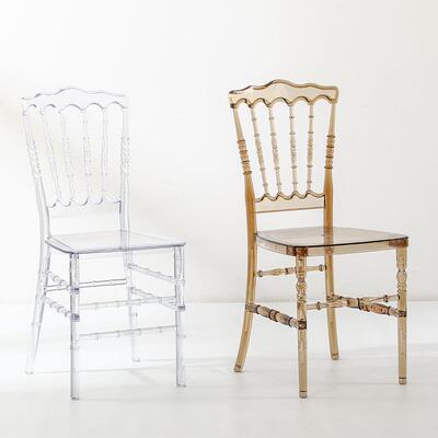 8075透明椅子酒店婚庆商用节椅水晶拿破仑竹椅子户外婚宴透明宴会
