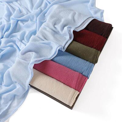 Solid color elastic breathable wrinkled scarf褶皱围巾纱巾