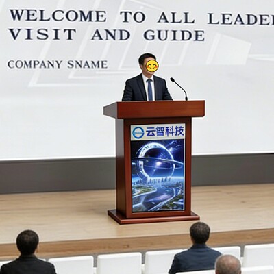 实木电动遥控升降带显示屏演讲台发言台会议主持接待台医学院讲桌