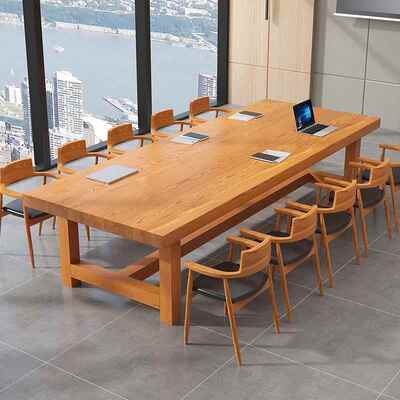 实木型会议桌长条大桌简现电脑约办公桌会见详情议室多人洽代谈桌