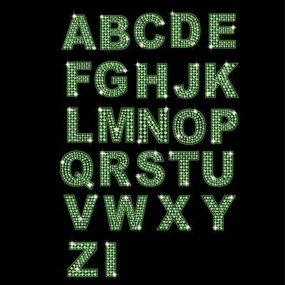 绿色钻石英文字母阿拉伯数字设计矢量艺术字可喷绘 店铺装修 073