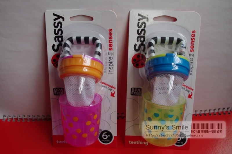 美国进口 Sassy婴幼儿宝宝新鲜食物咬咬磨牙袋配盖子不含BPA_虎窝淘
