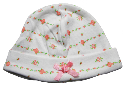 乐天BABY*白色小花全棉婴儿帽子新生儿胎帽
