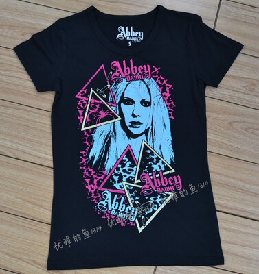 Abbey dawn独家艾薇儿头像脸女式新款纯棉短袖T恤  原宿风