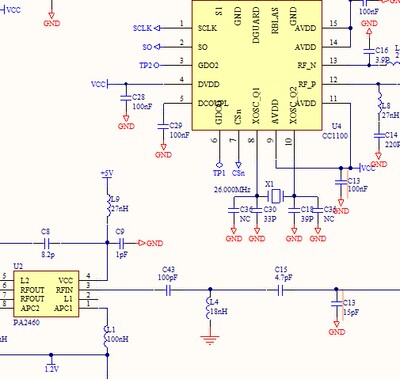 CC1100模块原理图带PA cc1100 433MHz无线模块 补价带PCB CC1101
