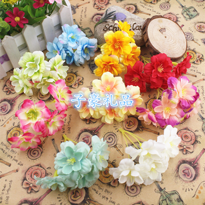 森女系花艺 绣球花 假花仿真樱花 唯美花饰 绢花花头 手工DIY材料