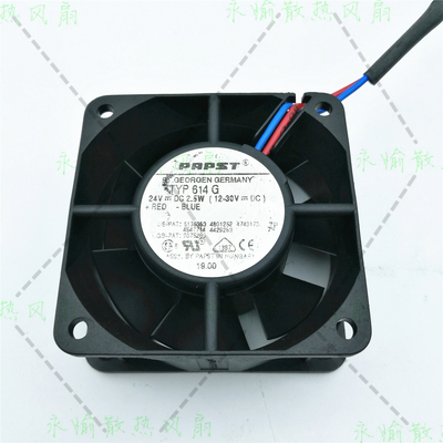 原装德国PAPST/西德 TYP 614G 24V 2.5W 6025 2线 变频器散热风扇