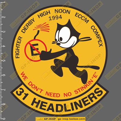 VF-31 TOMCAT31 Headliners标准号大号贴纸 车贴 旅行箱帖