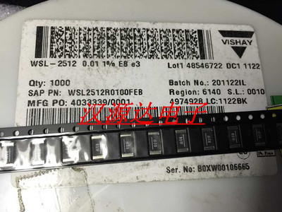 贴片合金电阻WSL2512R0100FEB  R01F 2512 0.01R 1% 75ppm 1W