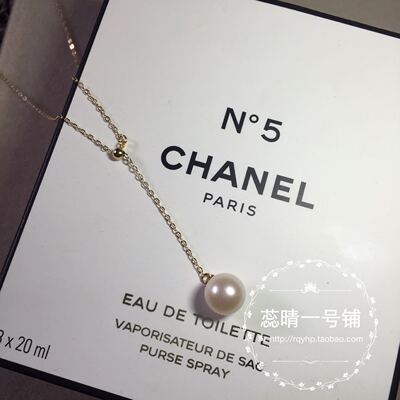 18k金正圆无暇吊坠天然淡水珍珠