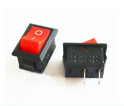 KCD-101船型开关（2只脚）面板尺寸21X15黑座红钮 6A/250V 铜脚