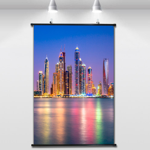 迪拜夜景装饰画都市风景画哈利法塔风光挂画现代建筑有框画无框画