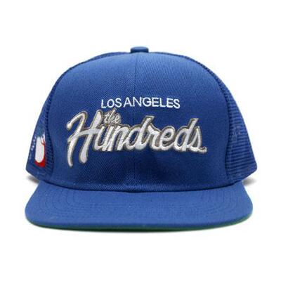hundreds刺绣炸弹字母宝蓝棒球帽韩版帽子棉通勤可调节四季男女