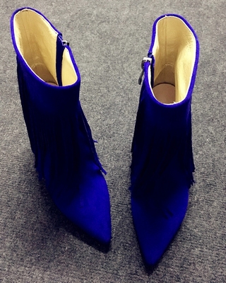 sillarulers超高跟流苏蓝色女靴