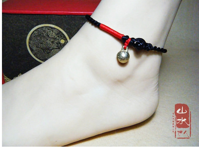 民族风虎头银色复古手工编织脚链