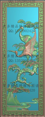 高清精雕图灰度图浮雕图雕刻图精品松鹤沙发背板179x465新款特价
